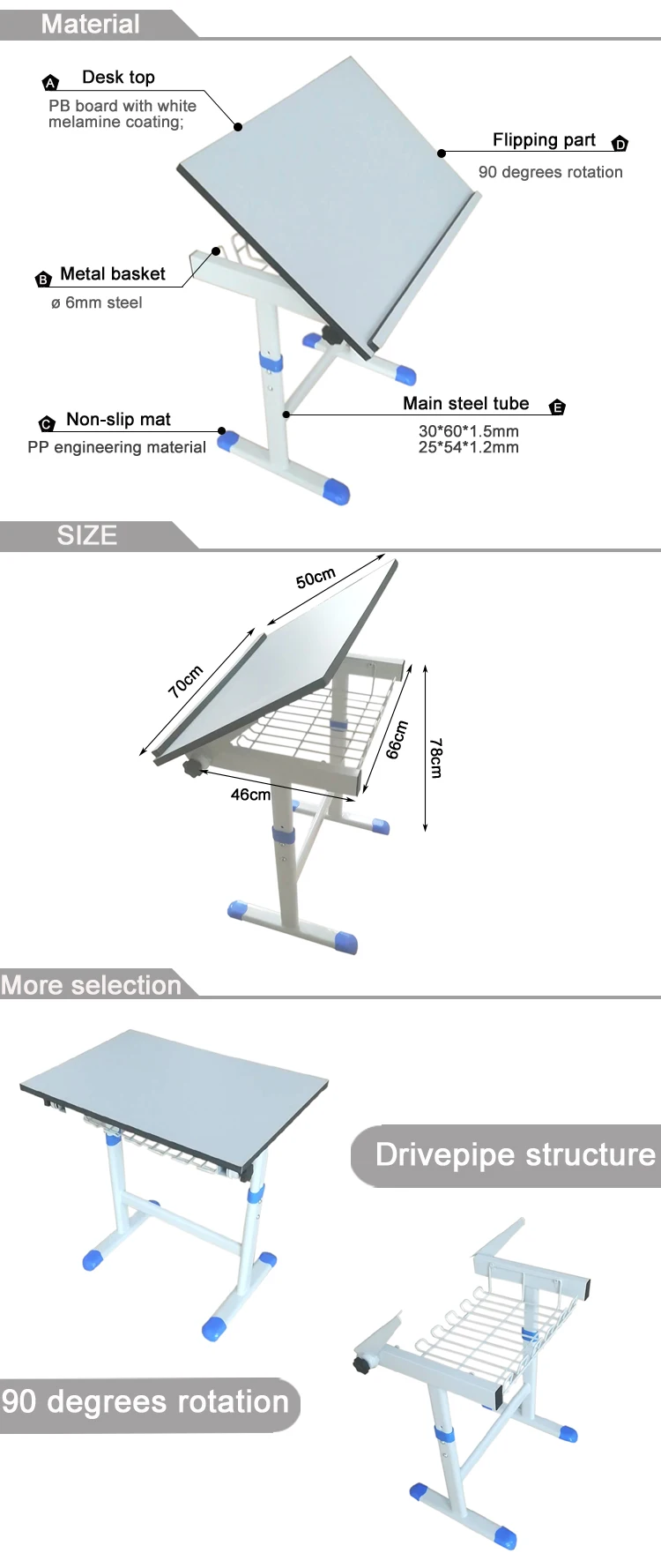 Adjustable Height Student Single Folding Drawing Table - Buy Childs ...