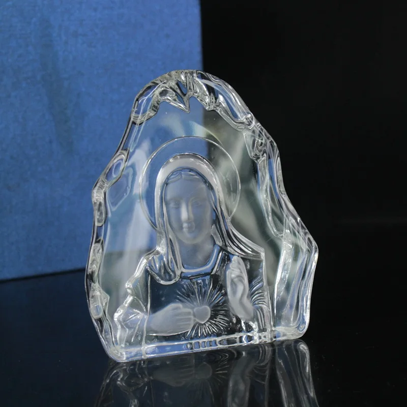Wholesale Virgin Mary Engraved Religious Iceberg Crystal For Catholic ...