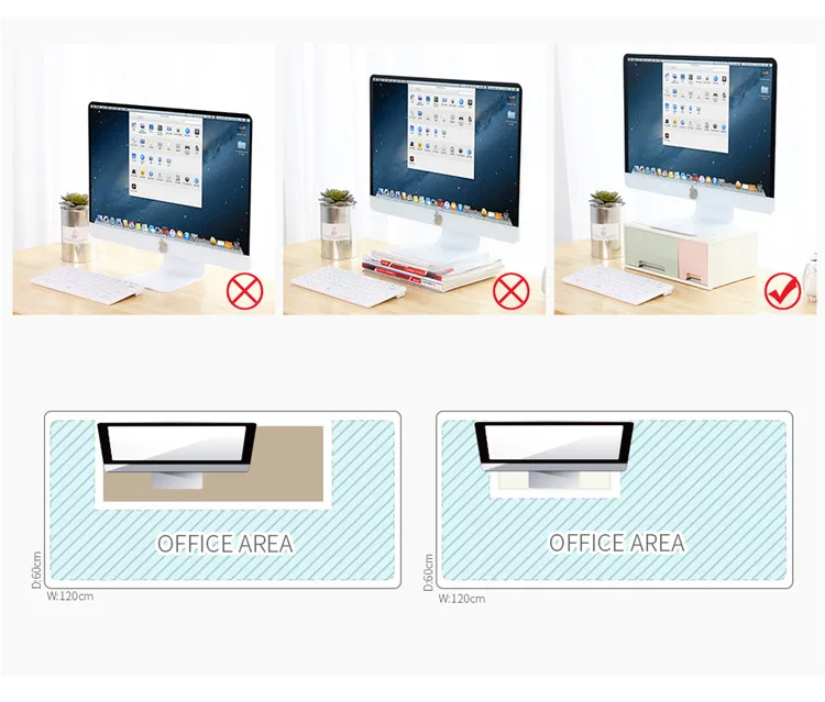 Multifunctional Plastic Desktop Computer Monitor Stand Riser With ...