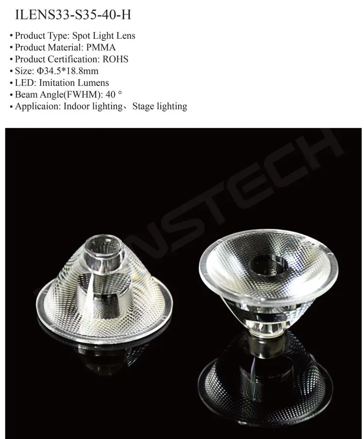 40 Degree Led Lens Mold 35mm Led Optical Lens Headlight - Buy Led Lens ...