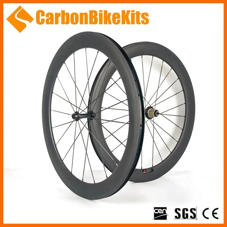 Carbonbikekits 60mm Deep Clincher Carbon Wheelset Road Bicycle Wheels ...