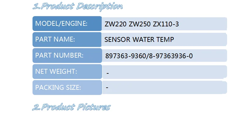 Tokfung Zw220 Zw250 Zx110-3 Sensor Water Temp For 897363-9360 8 ...