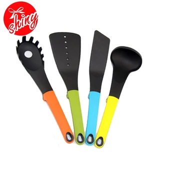 High Grade Coloured Nylon Kitchen Utensils With Plastic Handle Cooking ...