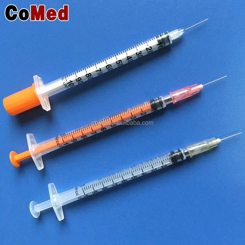 Free Sample Disposable 100u 1ml Orange Insulin Syringes With Needle 30g ...