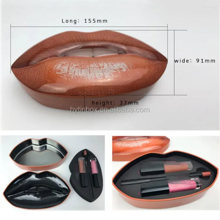 Lip Shape Tin Box for Lipsticks Packaging - Stylish Metal Makeup ...