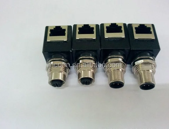 M12 To Rj45 Male Female Gigabit Ethernet Adapter 4p 8p - Buy M12 Male ...
