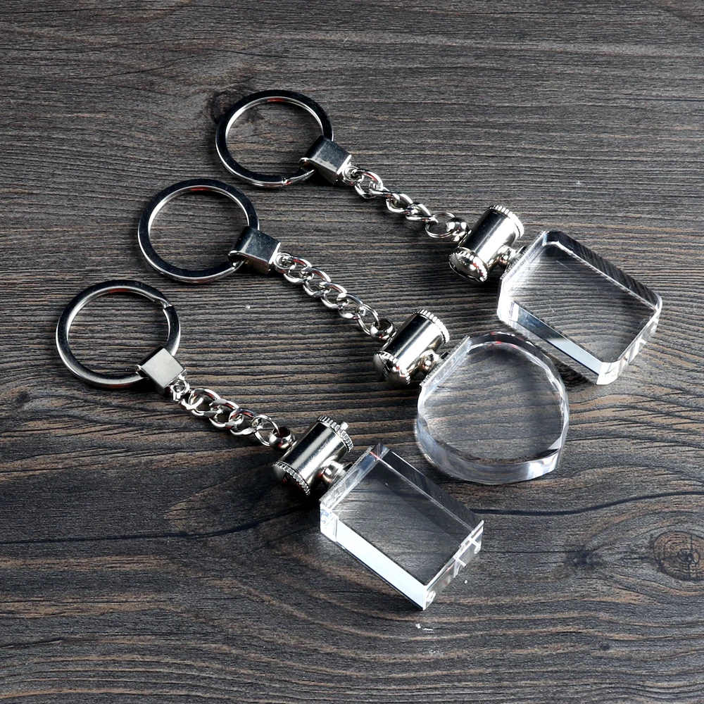 Oem 3d Laser Crystal Glass Keychain With Led Lighting - Buy Crystal ...