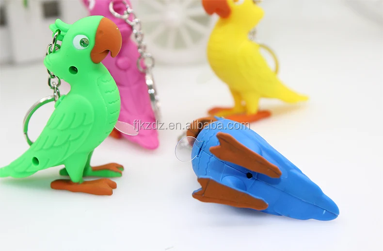 Fashion Tweeting Bird Flashlight Keyring Plastic Voice Led Sound Parrot ...