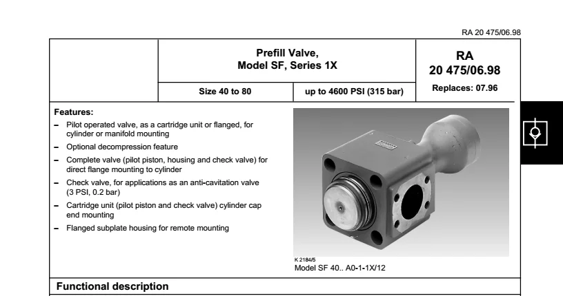 Hot Sales Mannesmann Rexroth Sf Series Of Sf40,Sf50,Sf63,Sf80 Hydraulic ...