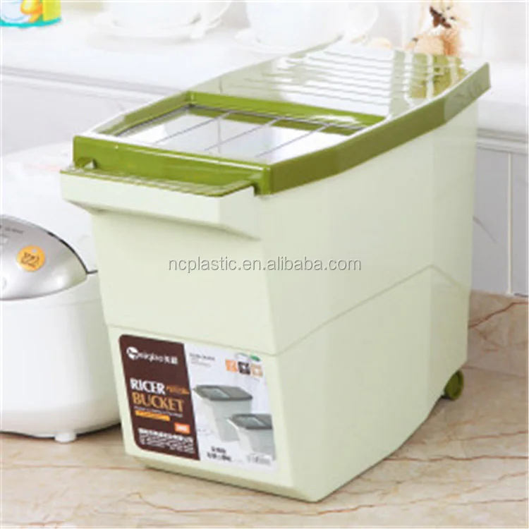 15 Kgs Rice Bin Plastic Rice Storage Containers With Wheels - Buy Rice ...