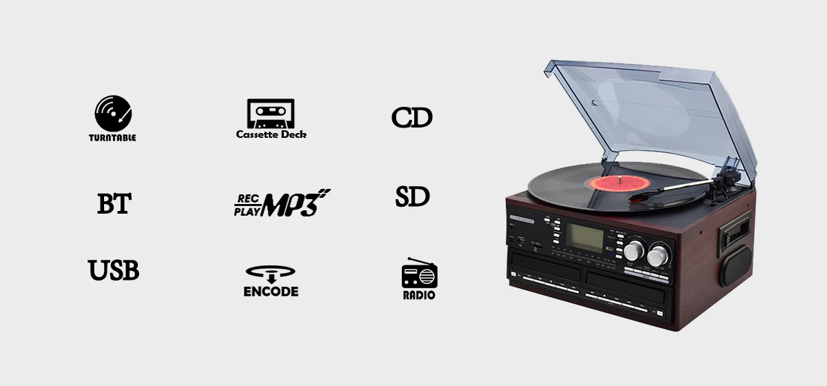 All in one bluetooth double cd music vinyls record player,antique ...