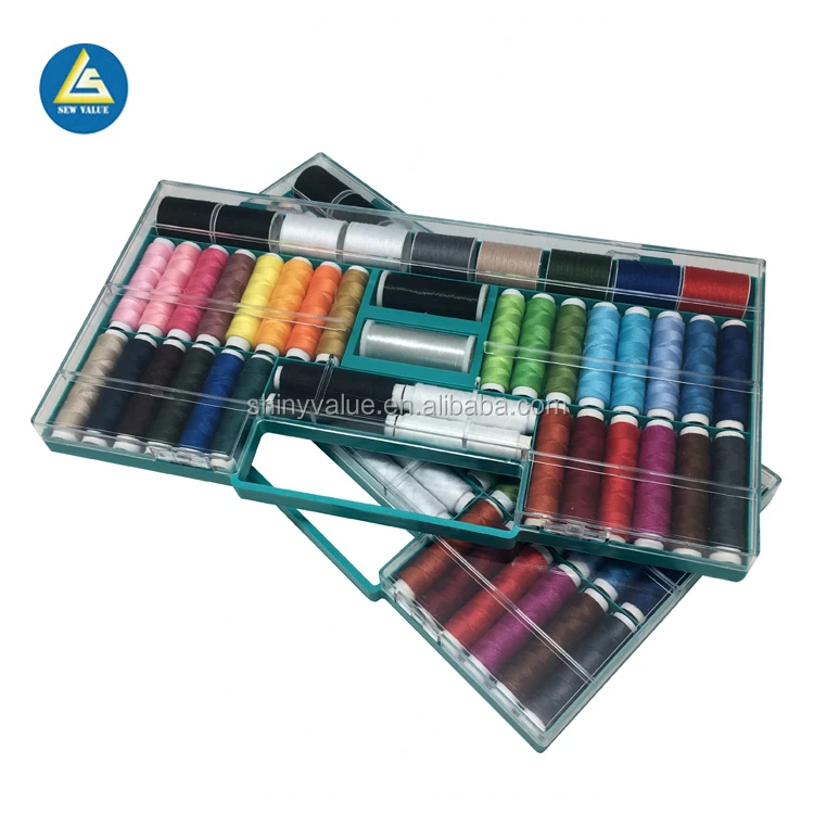 Big Plastic Sewing Kit Box with 45pcs Polyester Thread