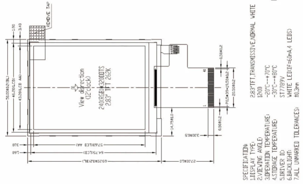 Tft Display 2.8inch Tft Lcd Screen 240x320 St7789v 40 Pins - Buy Tft ...