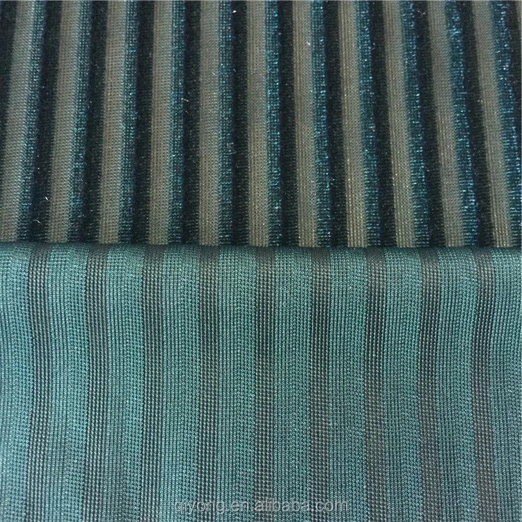 Striped Velvet Upholstery Fabric with Drop Needle Rib