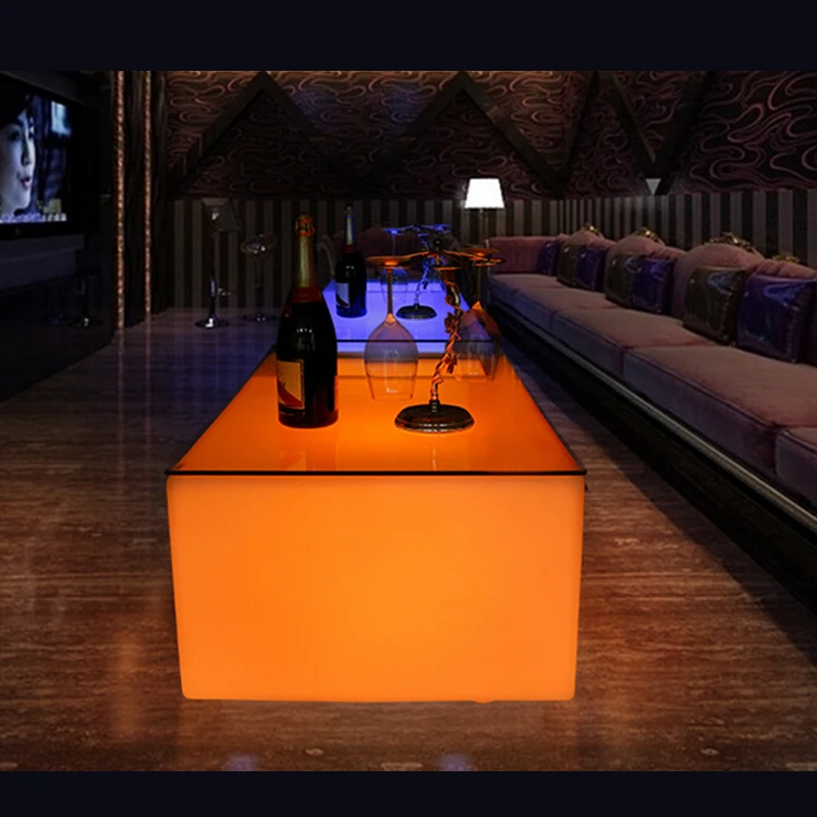 Bar Table with Ice Bucket - LED Coffee Table for Night Club