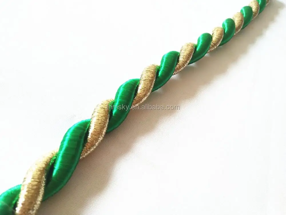 10mm Gold Polyester/rayon Triple-Strand Piping Cord Trim