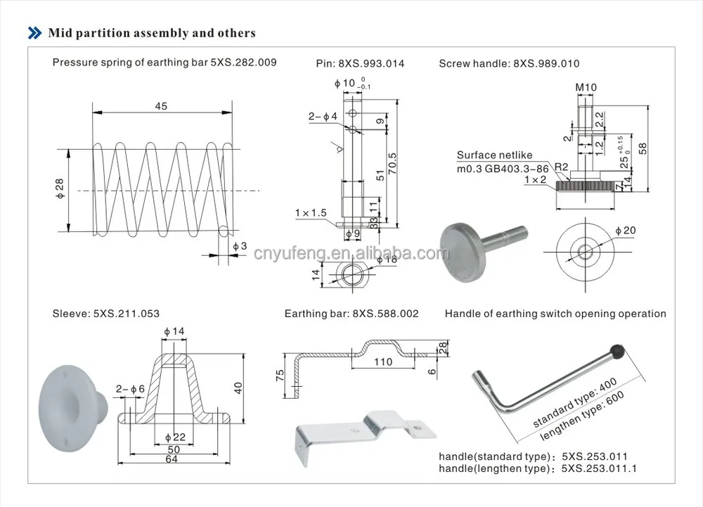 High Voltage Switchgear Earthing Switch Operating Handle