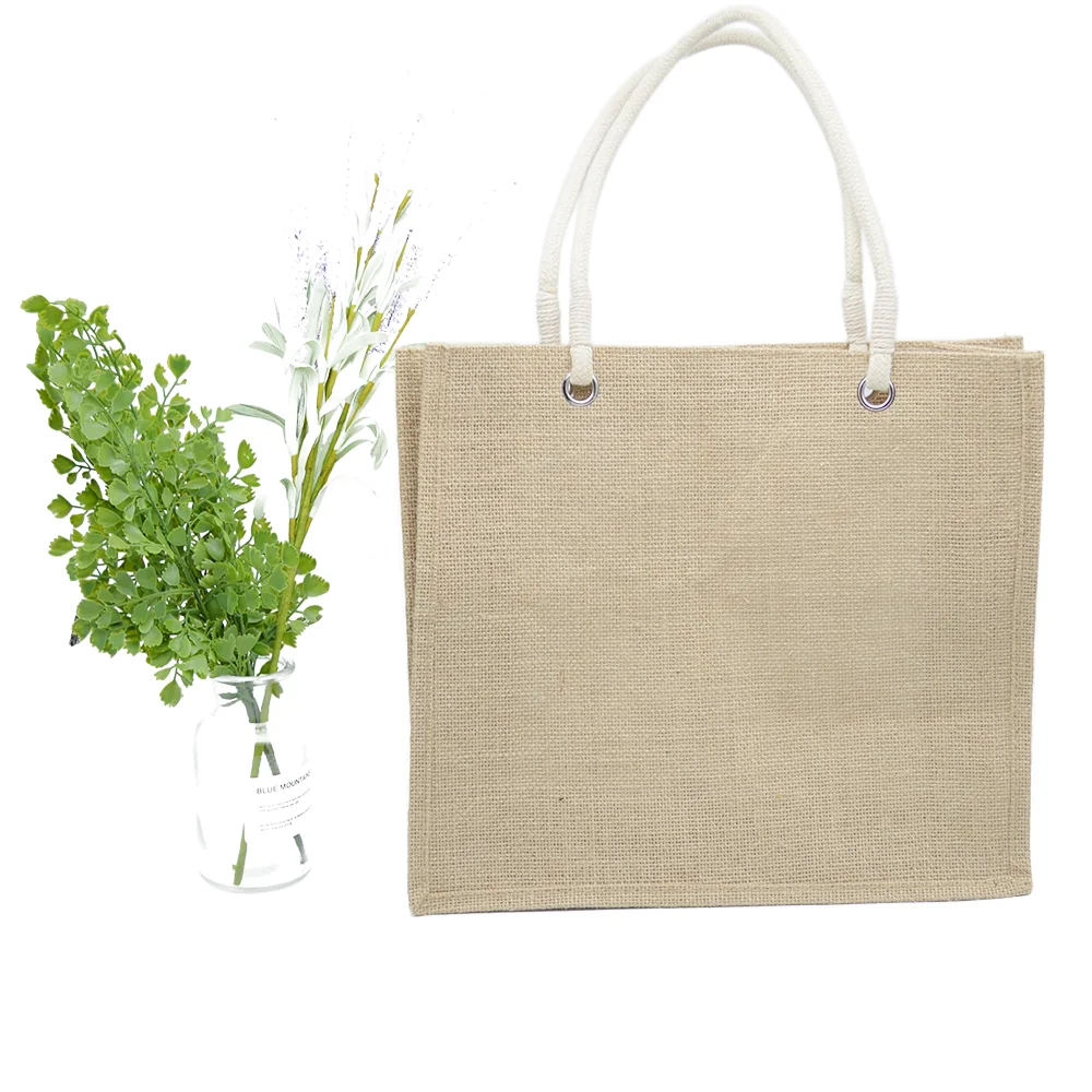 Cheap Natural Flax Women's Bag Laminated Shopping Bag Jute Tote Bag ...