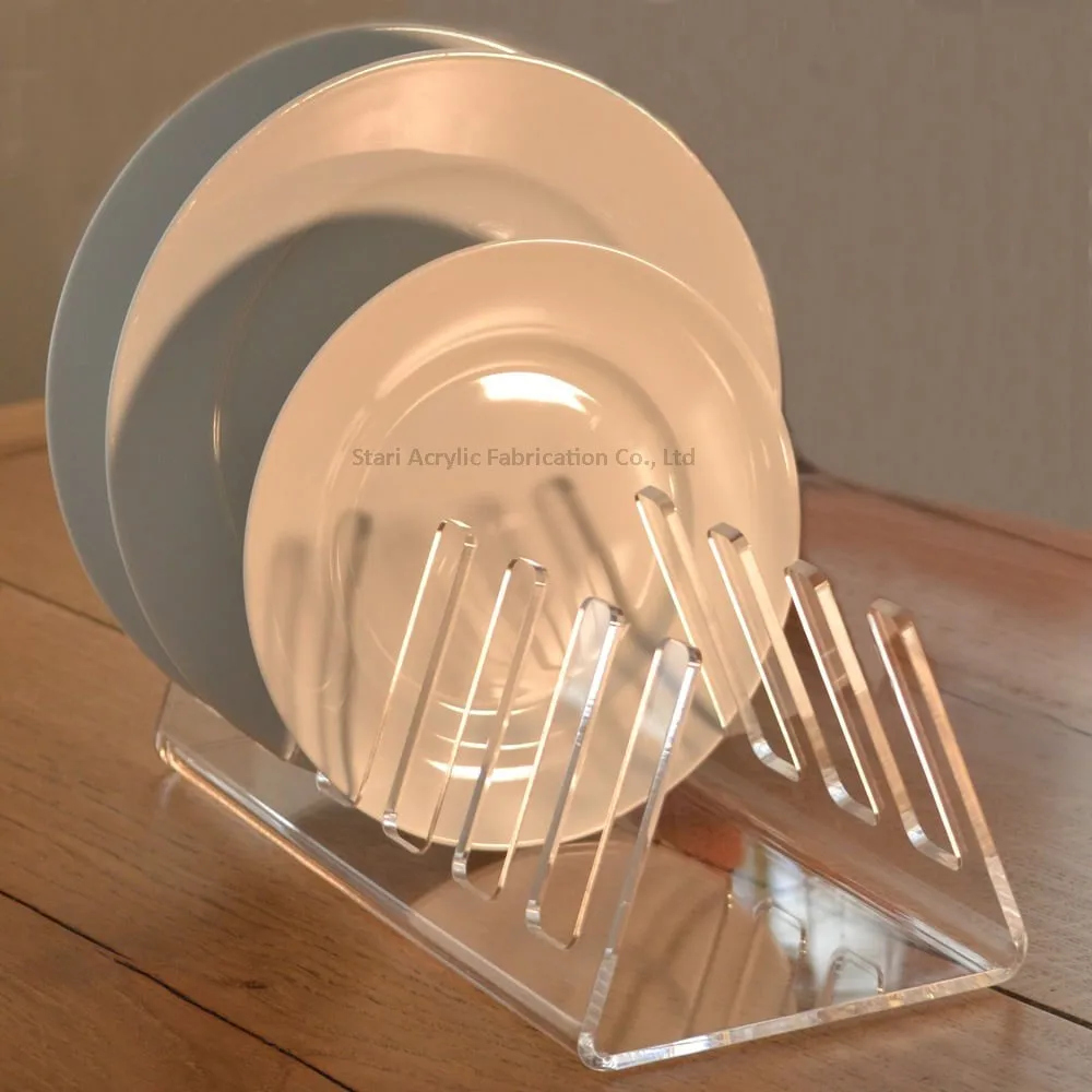 6 Section Clear Acrylic Plate Rack - Sustainable & Stylish