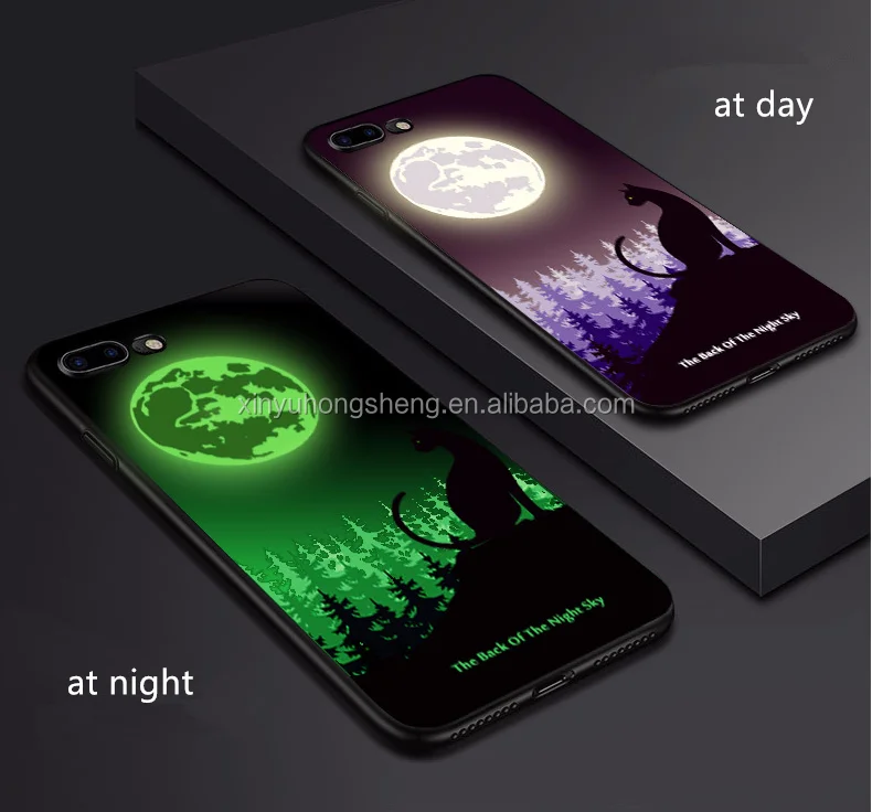 Hot Selling 3D embossed luminous cell phone case with glow in the dark mobile phone case for ...