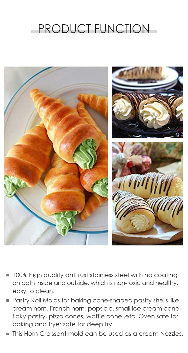 Stainless Steel Non-stick Cone Cream Horn Form For Diy Baking Croissant ...