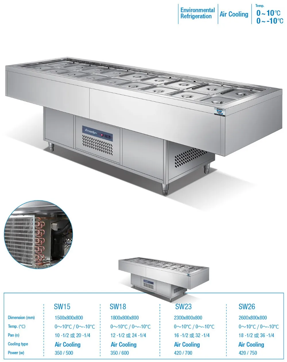 New Commercial Stainless Steel Refrigerated Sandwich Prep Table Cooler ...