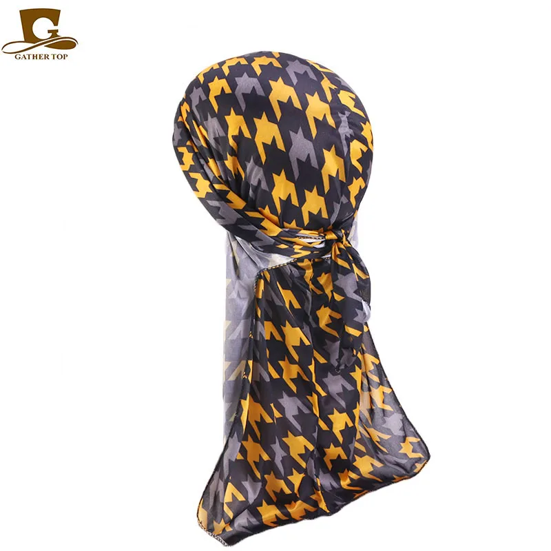 New Fashion Cool Printed Pattern Silky Durag Unisex Polyester Muslim ...