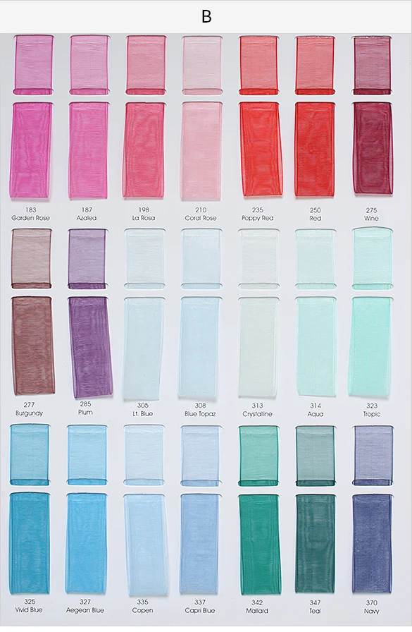 Yama Organza Ribbon 84 Colors Chart Catalogue| Alibaba.com