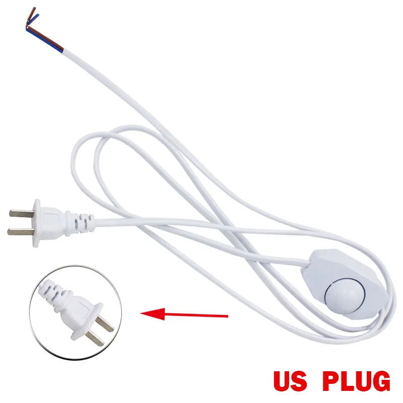 Dimmable 1.8m EU/US Plug Light Switching Round Switch Cord