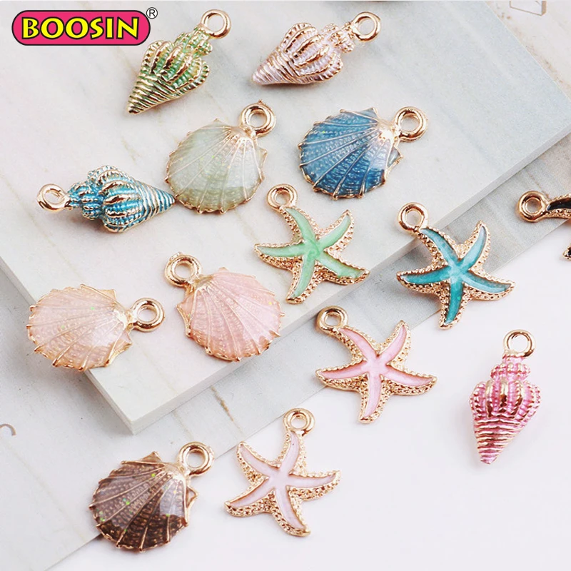 Colorful Metal Enamel Conch Shell Charms Beach Sea Series Charms From ...