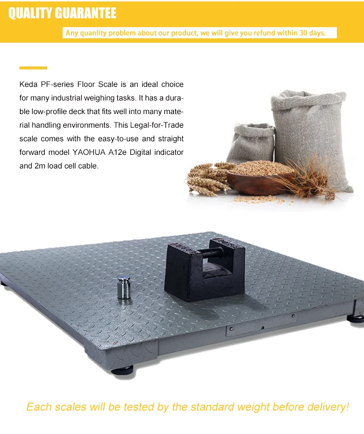 2000kg Digital Floor Scales with RS232 Interface for Logistics