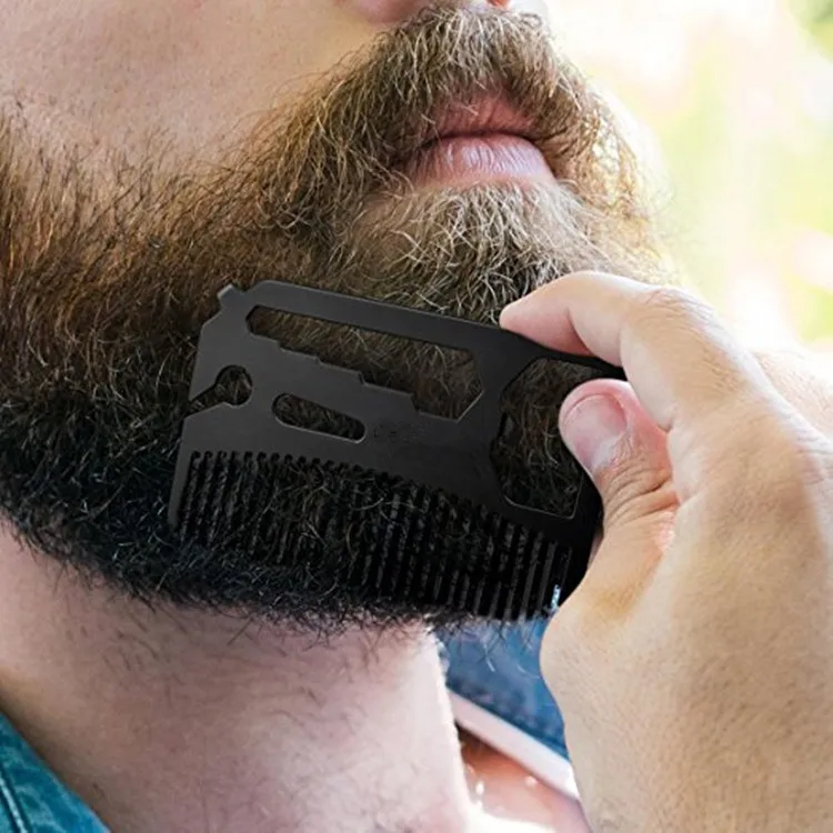 Metal Hair Beard Comb With Bottle Opener Multi-purpose Credit Card Size ...
