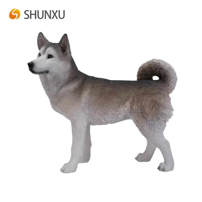 Vivid Detailed Resin Siberian Husky Dog Statue Figurine Home Garden ...