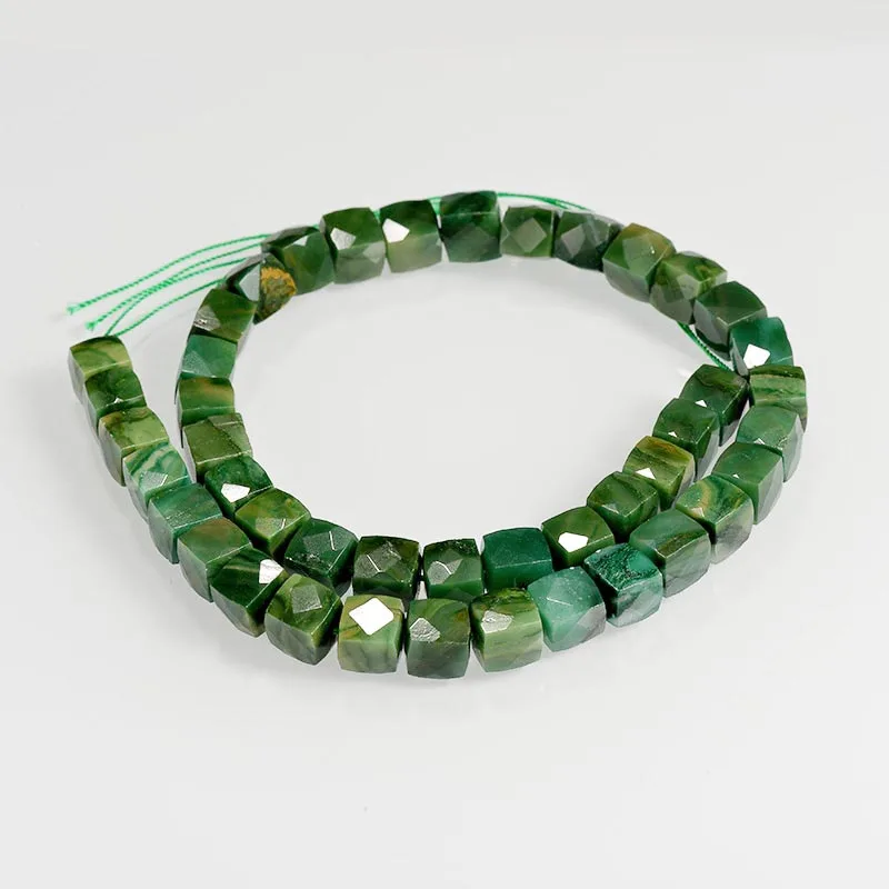 8mm Faceted Green African Jade Cube Beads For Jewelry Making - Buy Cube ...