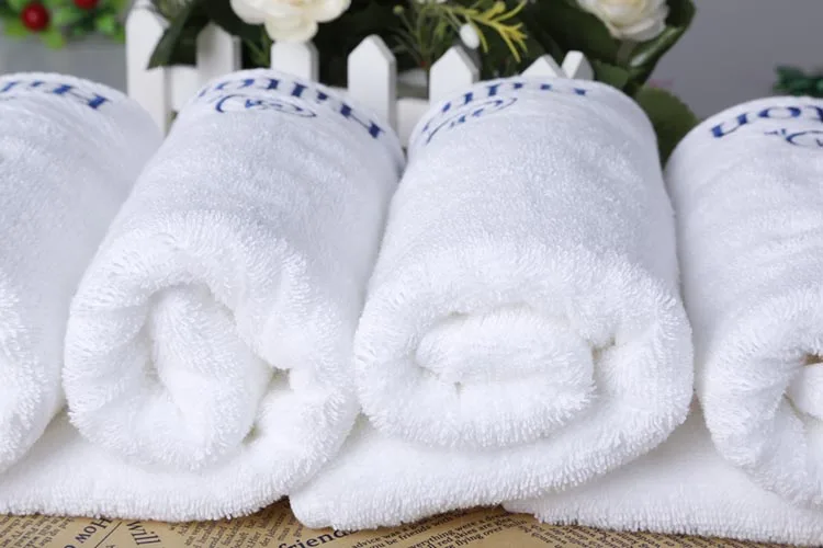 100% Cotton Long Terry 16s Satin Design White Hilton Hotel Towel Set ...
