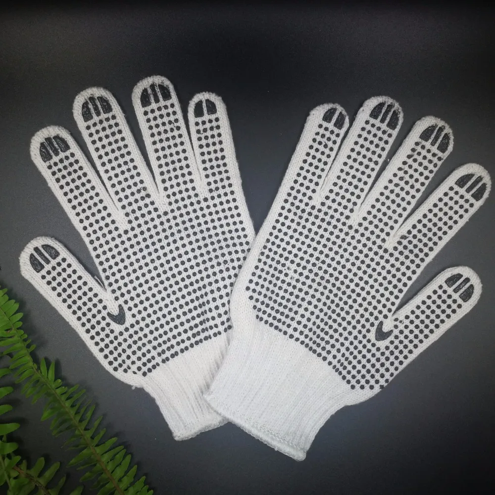 Polyester Or Cotton Knitted Pvc Dotted Slip Resistant Safety Work Glove ...