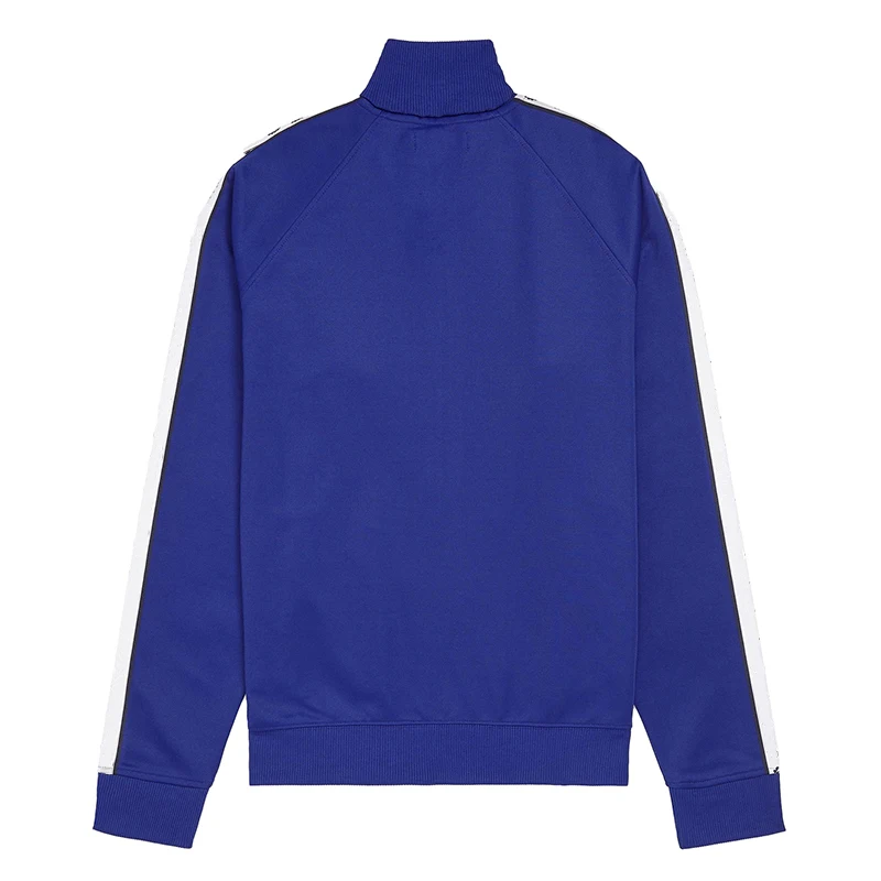 Mens Blue Bomber Jacket With White Side Tape Polyester Zip Up Track ...