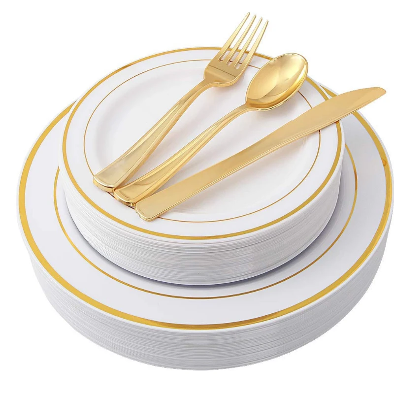 150 Pieces Of Disposable Pvc Plastic Cutlery Set,Including Plates ...