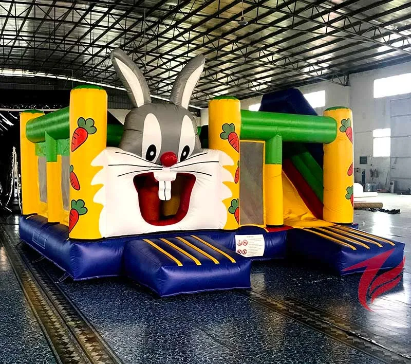 Giant Inflatable White Rabbit Inflatable Bouncy Castle House with Slide ...