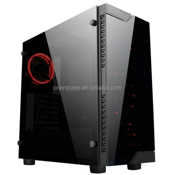 Lcd Display Atx Computer Case With Tempered Glass Side Panel. Rgb Fan ...