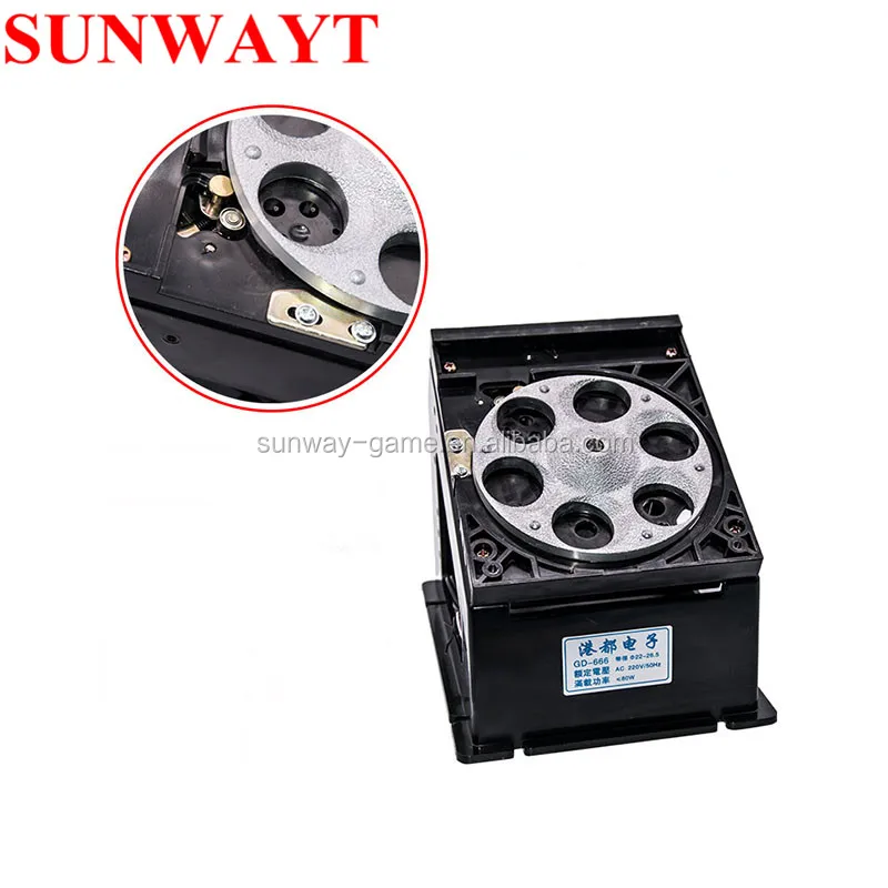 High Quality 220V Black Plastic Coin Hopper 6 Holes for Game Machine