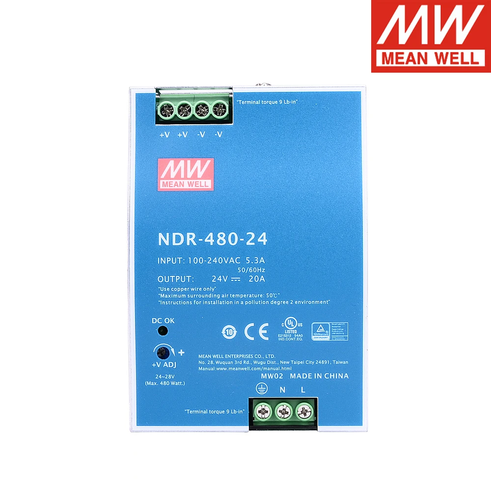 Smps Original Meanwell Ndr-480-24 480w 24v 20a Ac-dc Single Output With Pfc Function Industrial ...