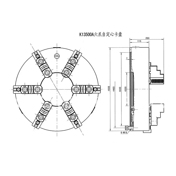 Automatic Large 6 Jaw CNC Lathe Chuck Jaws Chucks Self Centering