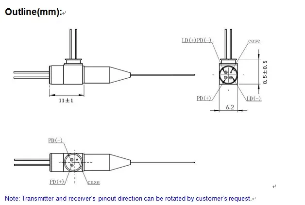 O-send/senset CWDM Analog TEC BOSA - 1310/1550nm Laser Diode