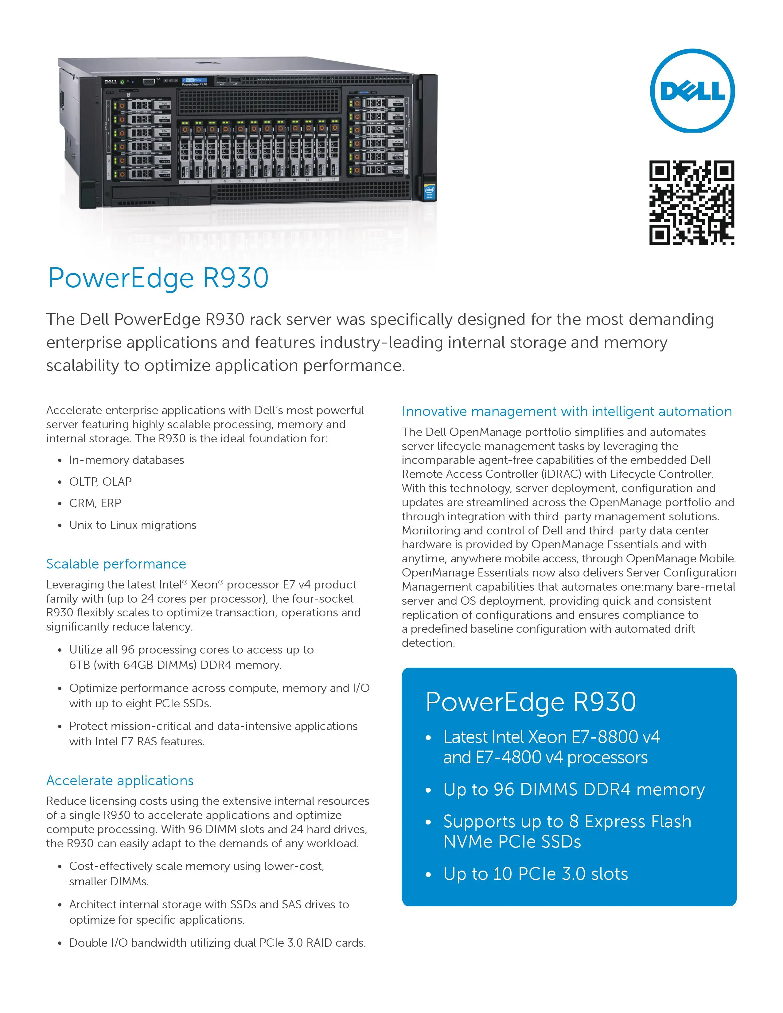 Poweredge R930 4u Server Xeon 2*e7-4809v4 2.1ghz 8core/16t/no Memory ...