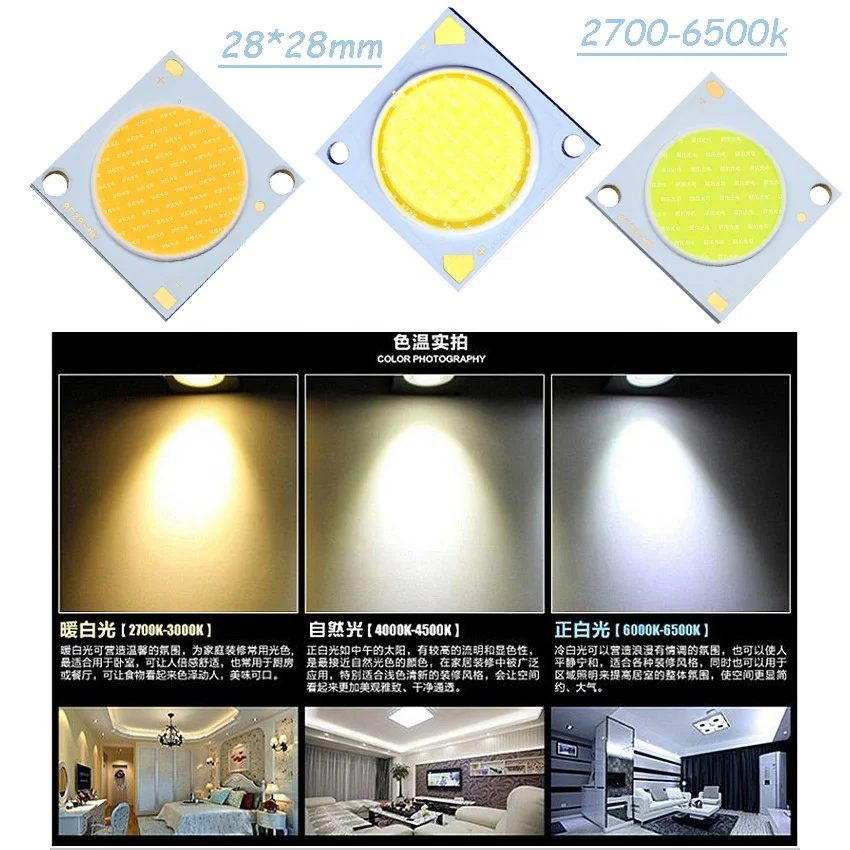 4000-5000k Daylight Color High Par Full Spectrum 28x28mm 50w Led Cob ...