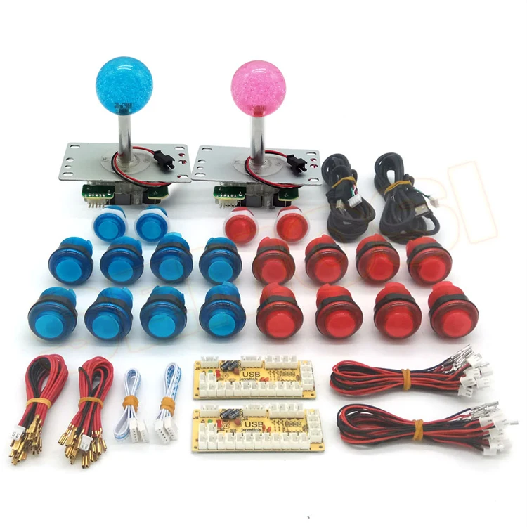 Jamma Arcade Game Machine Diy Parts Set Led Push Buttons Blue Kits ...