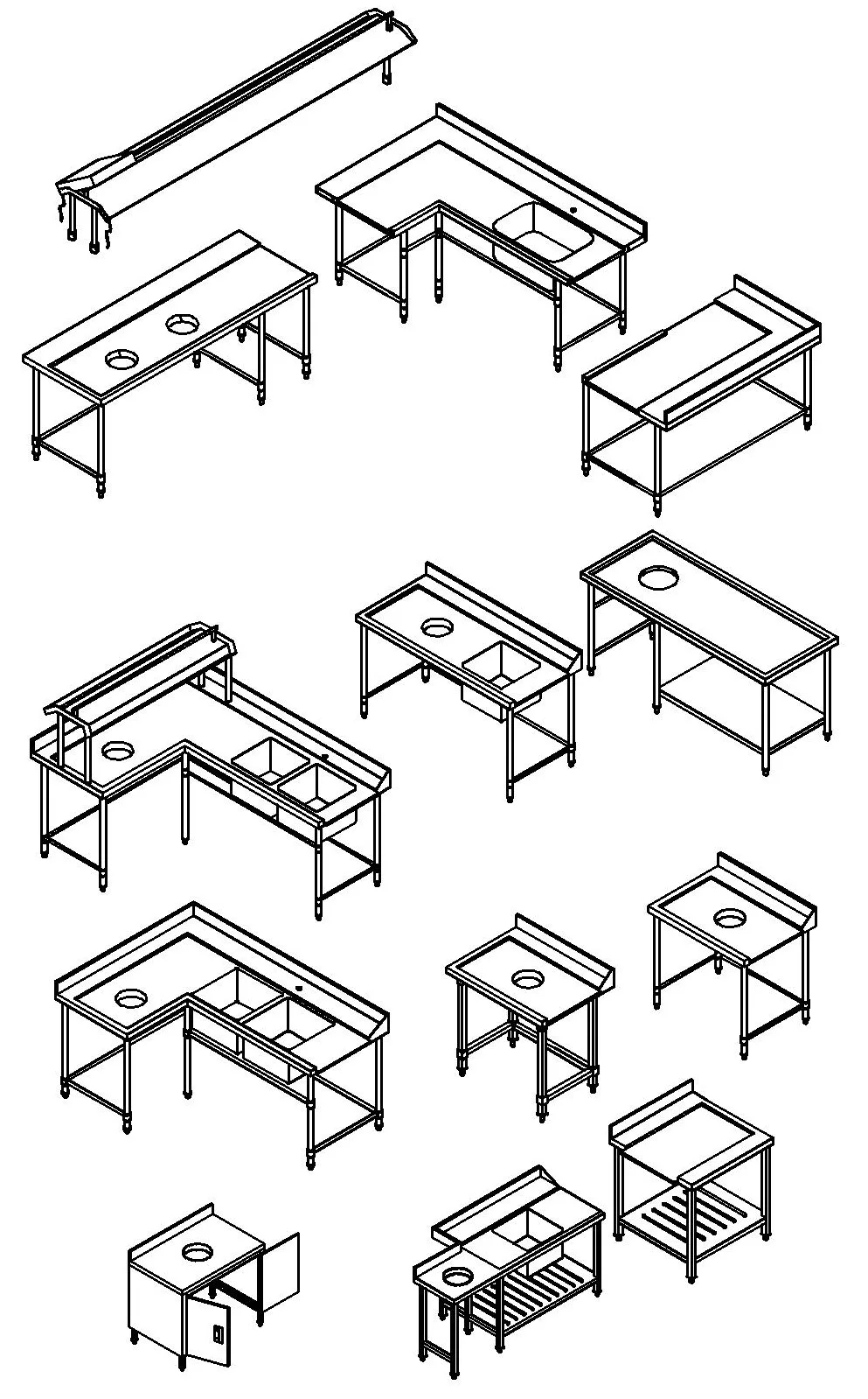 Commercial Kitchen Stainless Steel Table with Garbage Hole