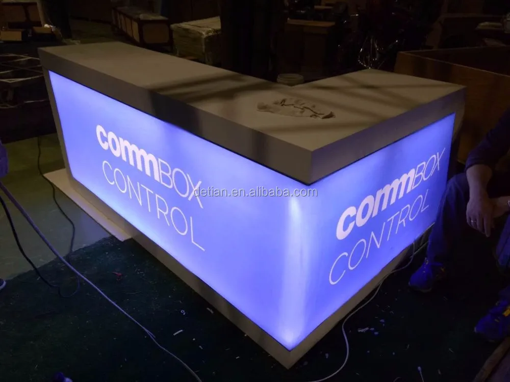 Wooden Modular Exhibition Reception Desk With Lighting Effect For Trade ...