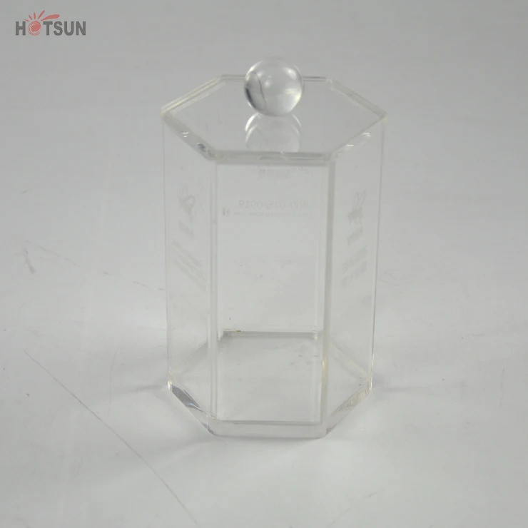 Custom Clear Hexagon Box Acrylic Cover Lid Bin Small Hexagonal ...
